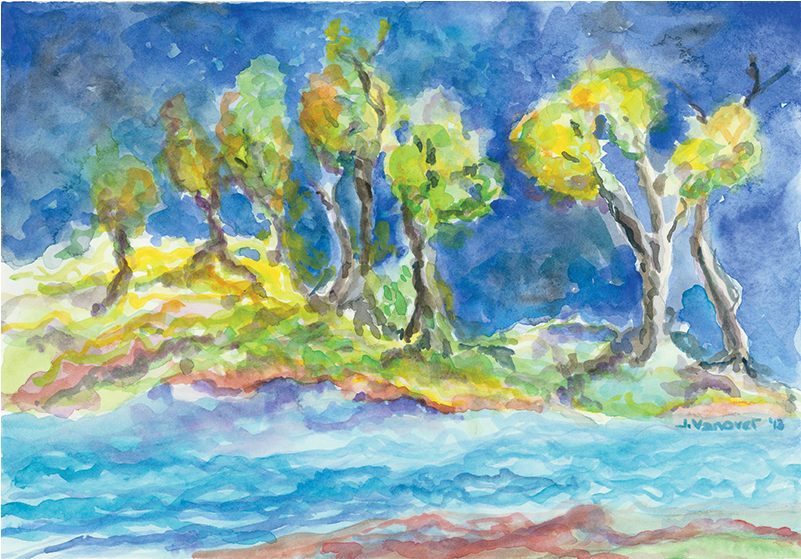 Download Del Rio River Tree Series Original Watercolor Painting ...