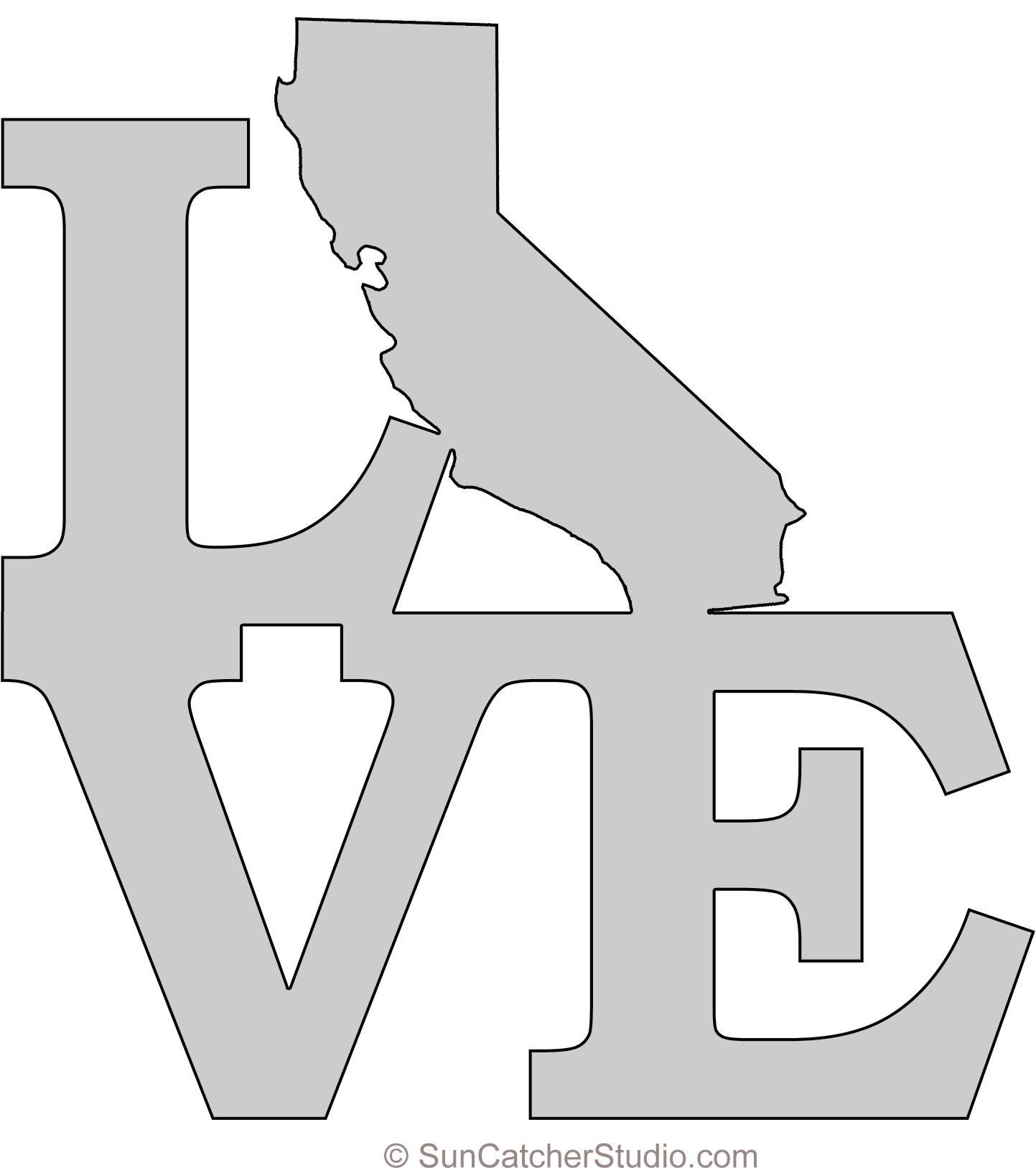 Download California Love Map Outline Scroll Saw Pattern Shape ...