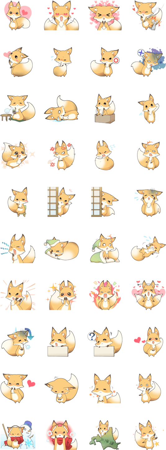 Download Lobo Cabello Naranja - Girly Fox Line Stickers - Full Size PNG ...