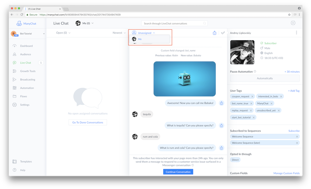 Download Manychat Live Chat Assignments Feature - Operating System ...