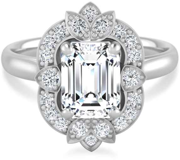 Download Alice Emerald Cut Engagement Ring - Gold - Full Size PNG Image ...