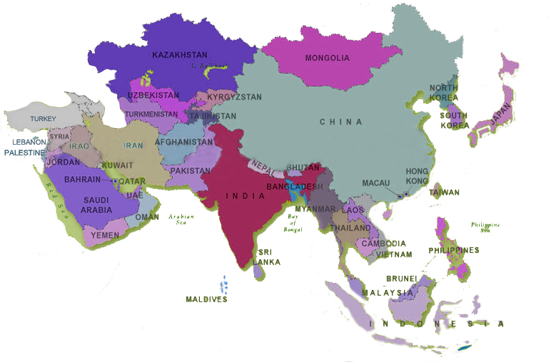 Download Research Exchange Students - Asia Map Black Png - Full Size ...