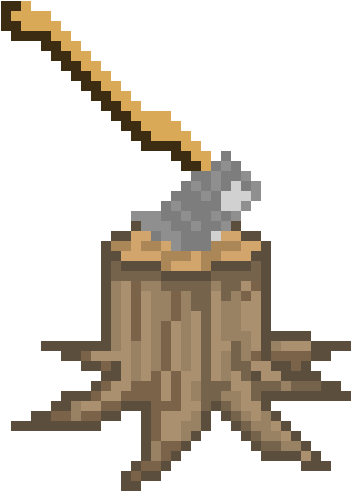 Download Tree Stump With Axe - Pixel Art Tree Trunk - Full Size PNG ...