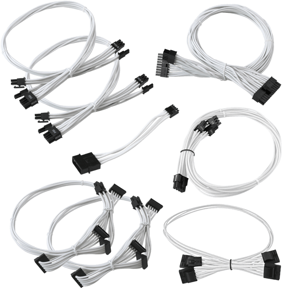 Download Gs White Power Supply Cable Set (individually Sleeved) - Evga ...