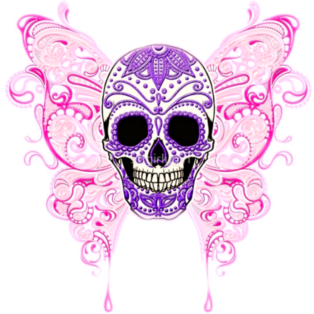 Download Sugarskull Pink Purple Skull Butterfly - Daliart Clear Stamp ...
