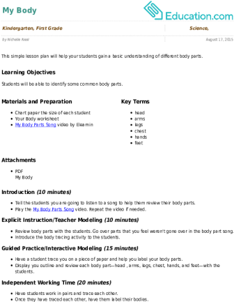 Download Lesson Plan My Body - Full Size PNG Image - PNGkit