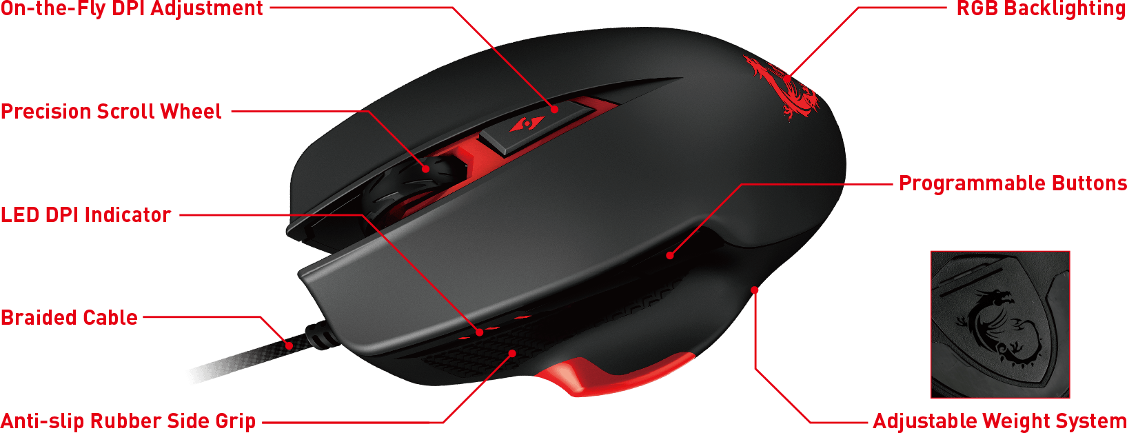 Download Msi Interceptor Ds300 Gaming Mouse - Full Size PNG Image - PNGkit