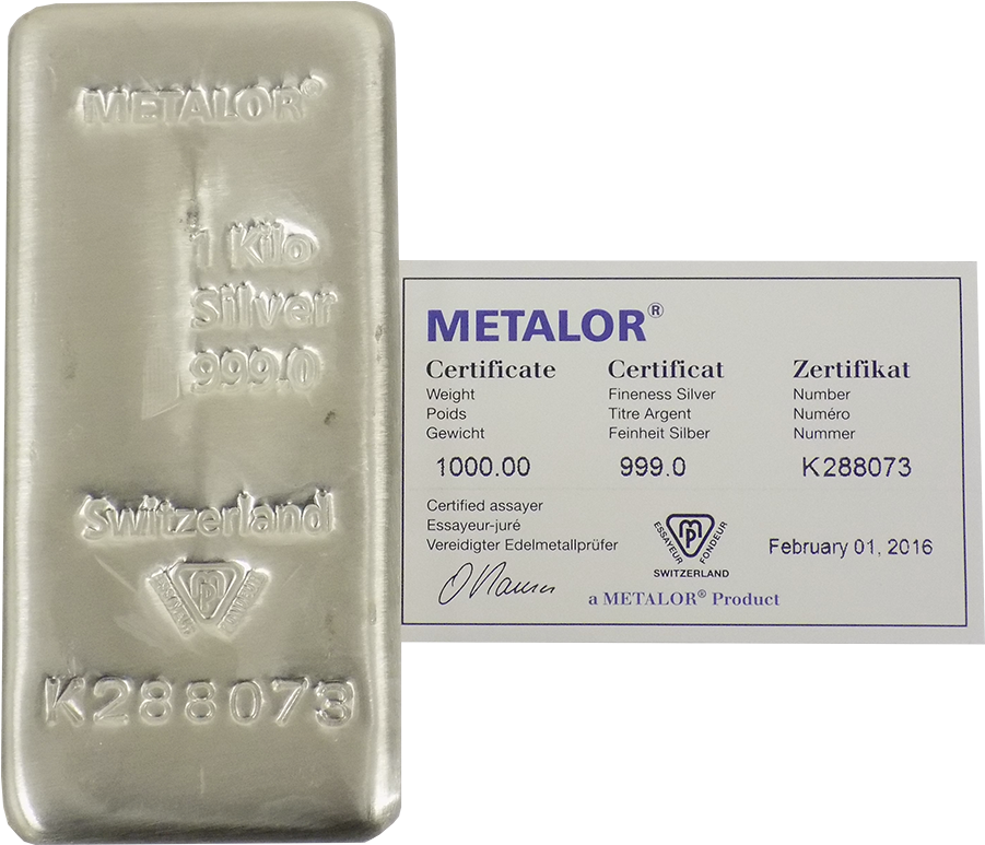 Download Pre-owned Metalor 1kg Silver Bar - Metalor - Full Size PNG ...