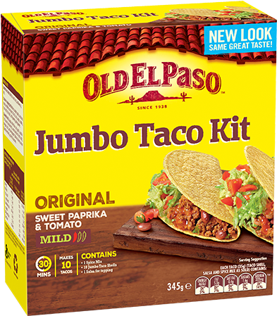 Download Jumbo Taco Kit - Old El Paso Beef And Bean Chilli Burrito Kit ...