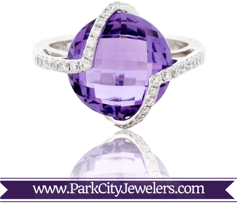 Download Fancy Round Cut Amethyst And Diamond Ring - Elk Ivory ...