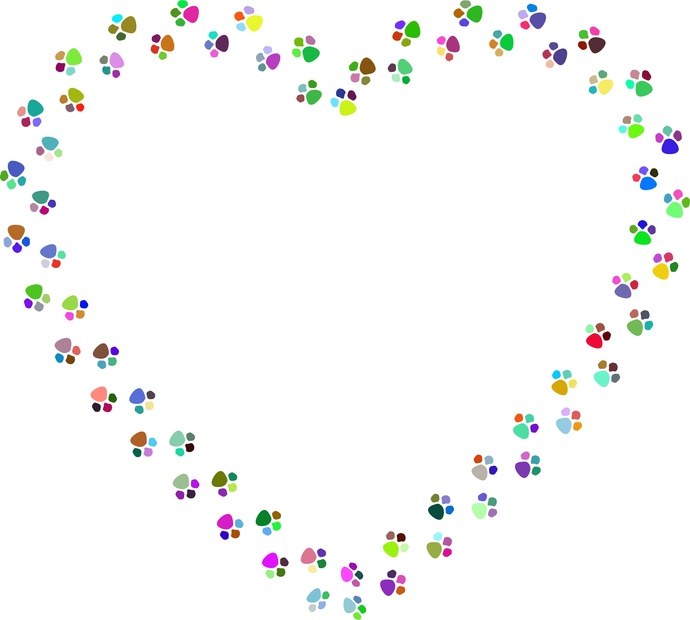 Download Colorful Paw Prints Heart Mark Ii Image Transparent - Paw ...