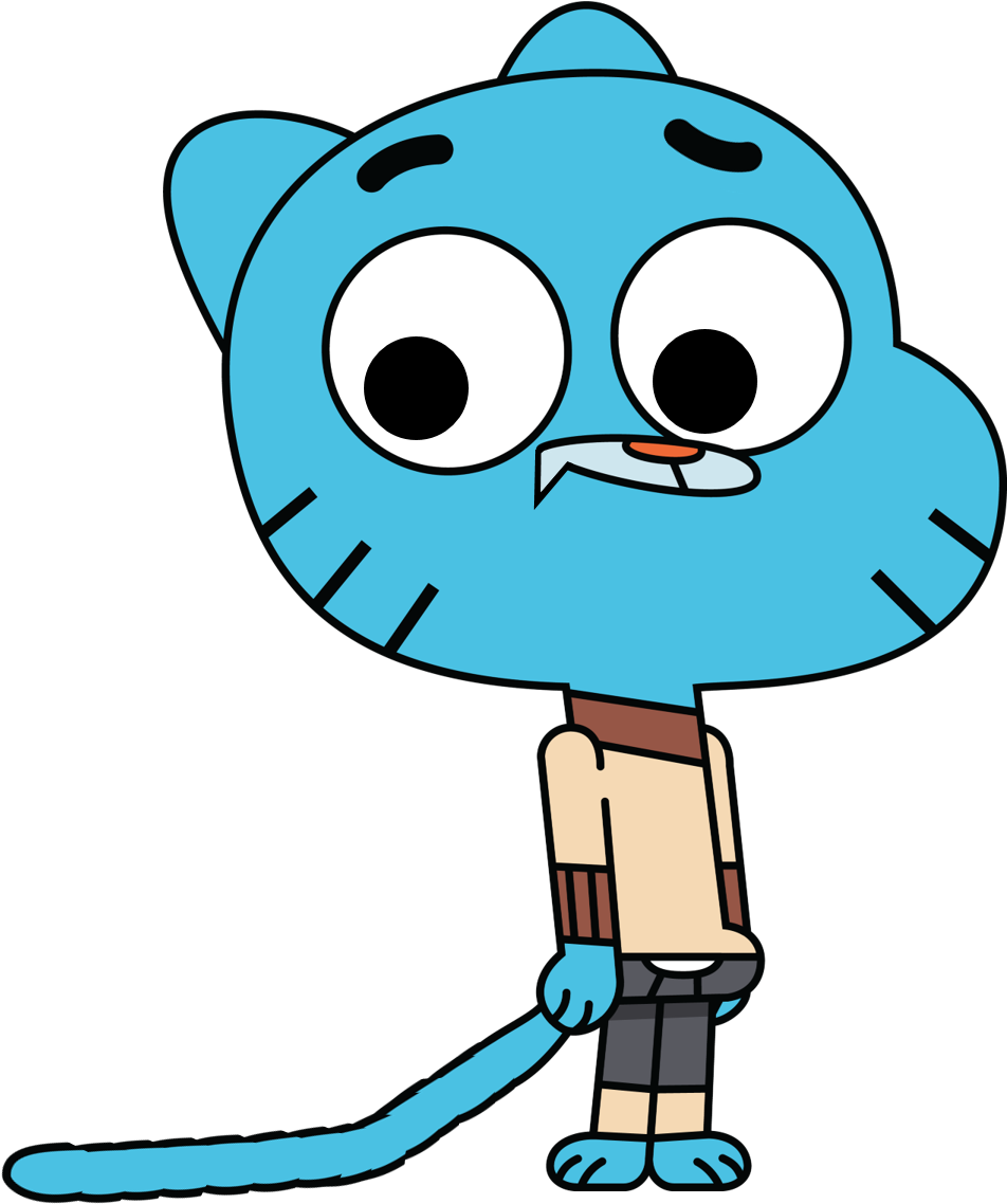 Download Gumball Looking Down Left At His Tail - Gumball The Amazing ...