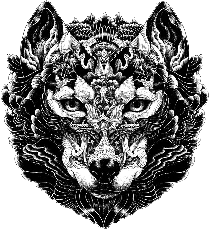 Download Dark-color Ornamented Wolf Muzzle Tattoo Design - Iain ...