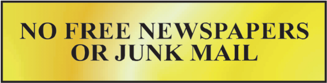 Download Asec `no Free Newspapers Or Junk Mail` 200mm X 50mm ...