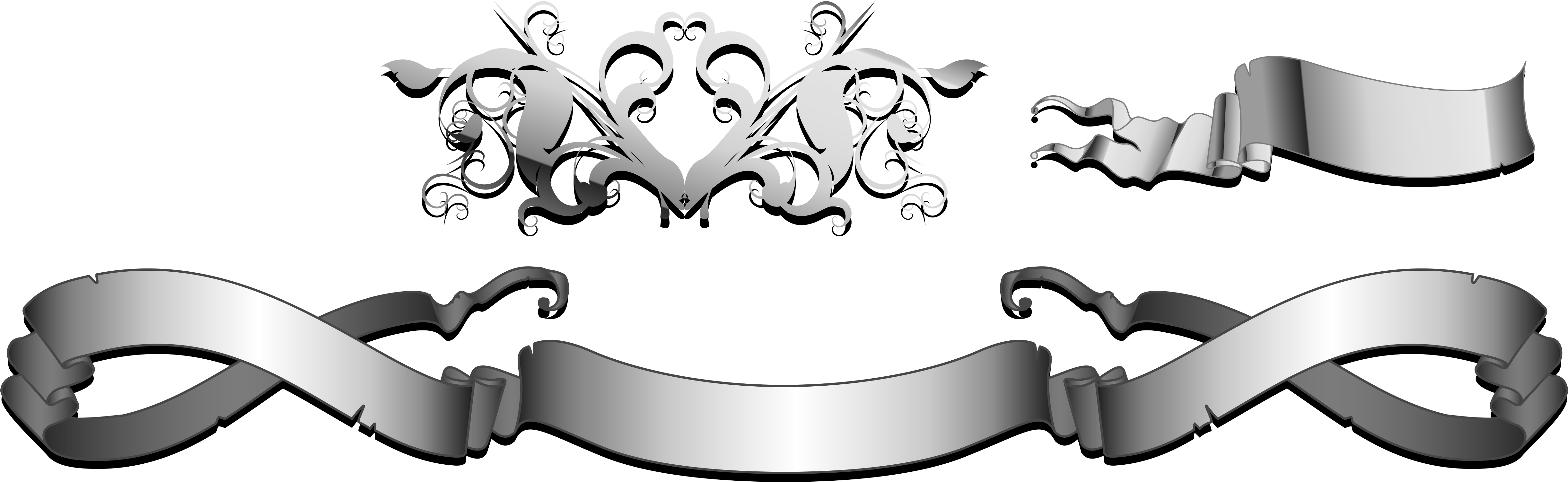 Download Silver Ribbon Banner Vector 4932*1550 Transprent Png - Banner ...