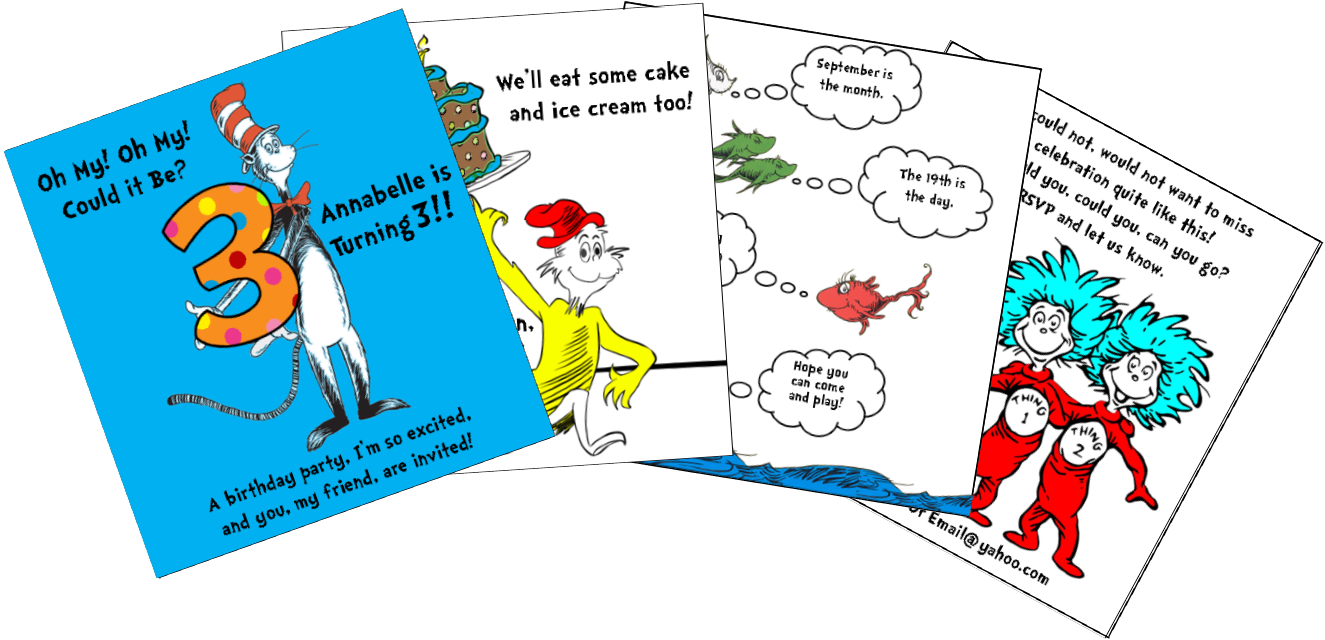 Download Dr Seuss Storybook Party Invitation - Dr Seuss Thing 1 Thing 2 ...