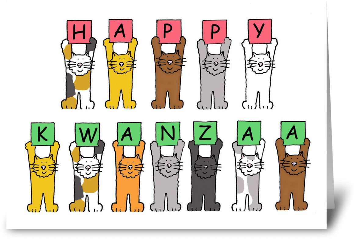 Download Happy Kwanzaa Cute Cartoon Cats - Happy Kwanzaa With Fun Cats ...