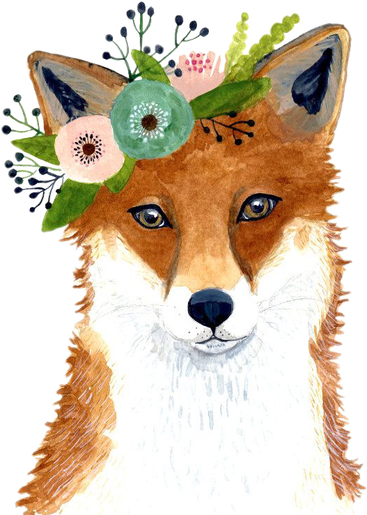 Download Art Watercolor Drawing Fox Foxes Foxy - Animal Flower Crown ...