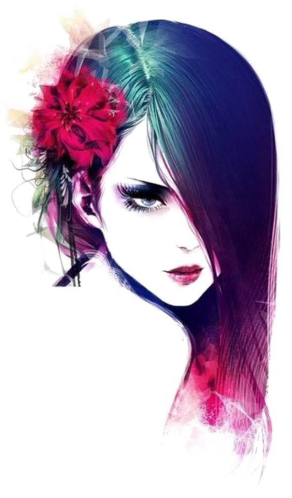 Download Ftestickers Watercolor Woman Model Portrait Colorful - Full ...