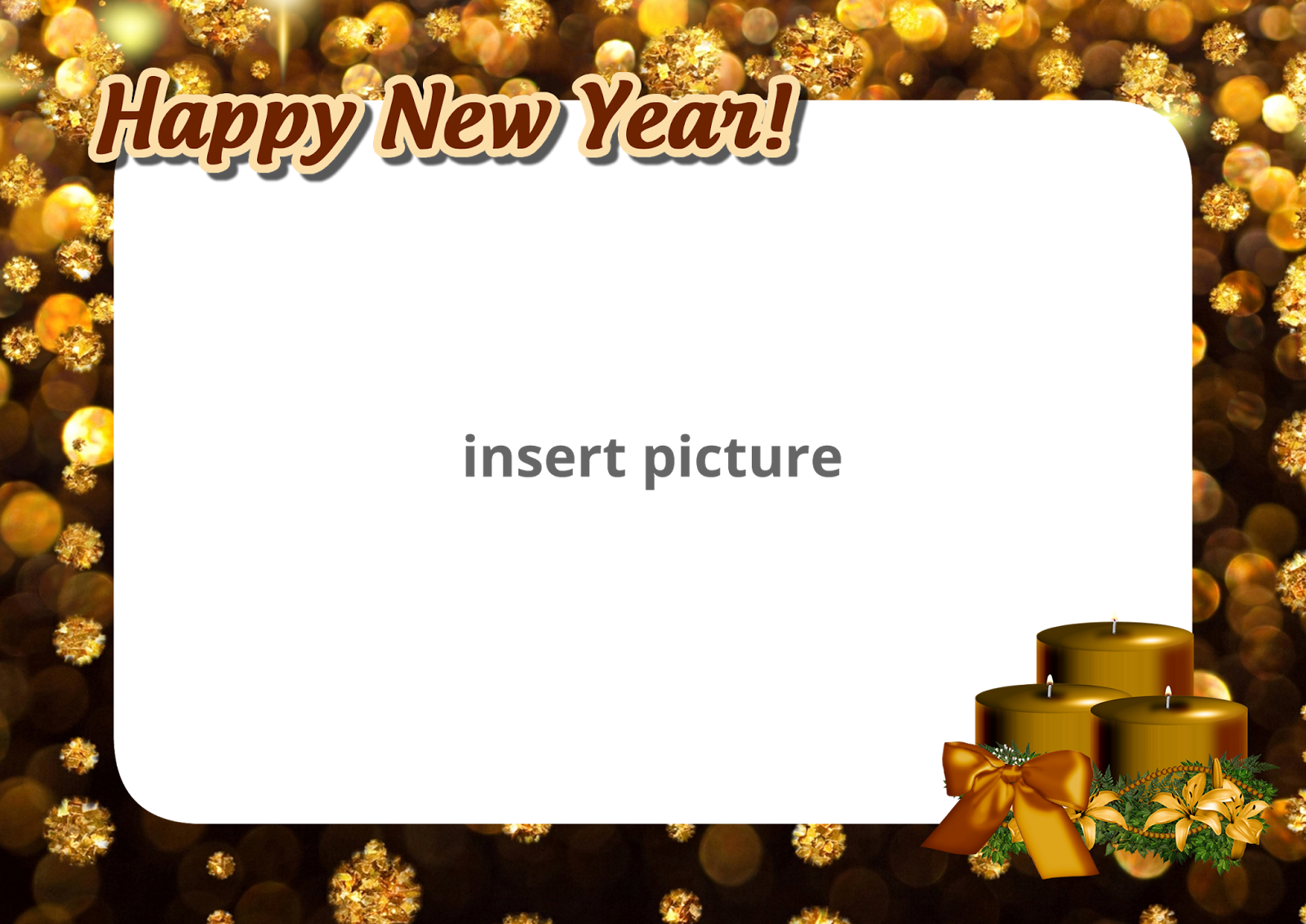 Download Download Free Printable Happy New Year Brown Png Frame - Gold ...