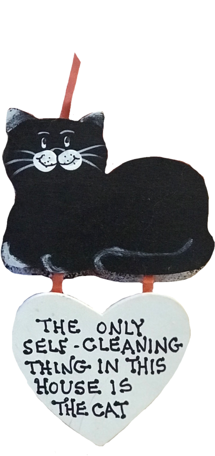 Download Decorative Wooden Cat Hanging Sign - Black Cat - Full Size PNG ...