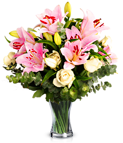 Download Lilies And Roses - Ramo Flores Cumpleaños Mujer - Full Size ...