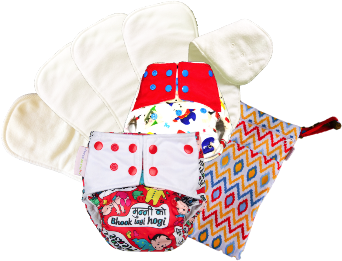 Download Freesize Starter Pack Cloth Diaper - Beige - Full Size PNG ...