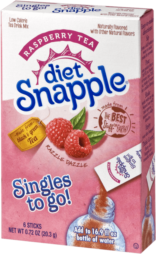 Download Diet Snapple Raspberry Tea Singles To Go - Full Size PNG Image ...