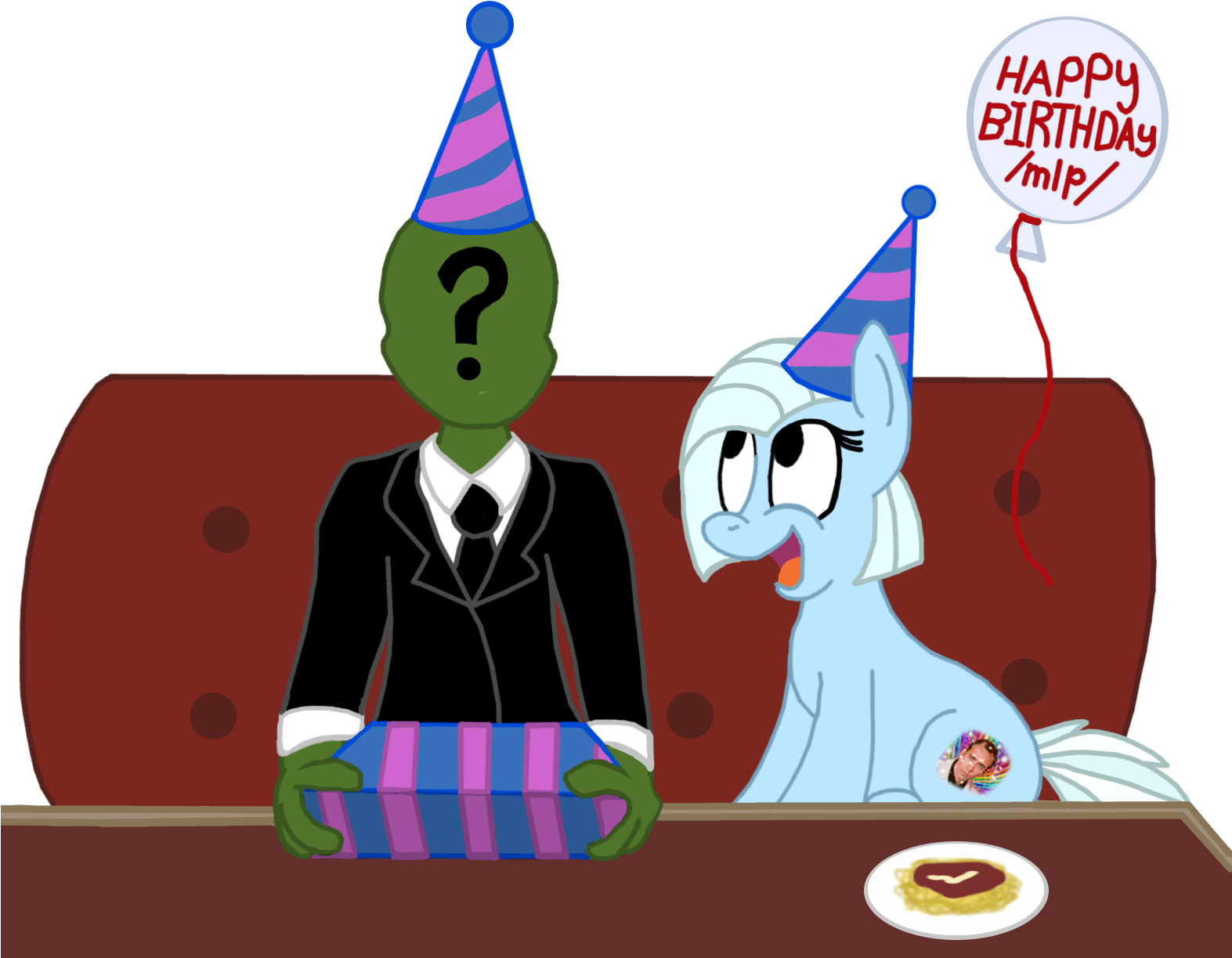 Download Sketchy-pony, Balloon, Birthday, Hat, Human, /mlp/, - My ...