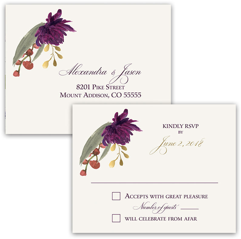 Download Floral Wedding Rsvp Postcard Purple Burgundy Flowers - African ...