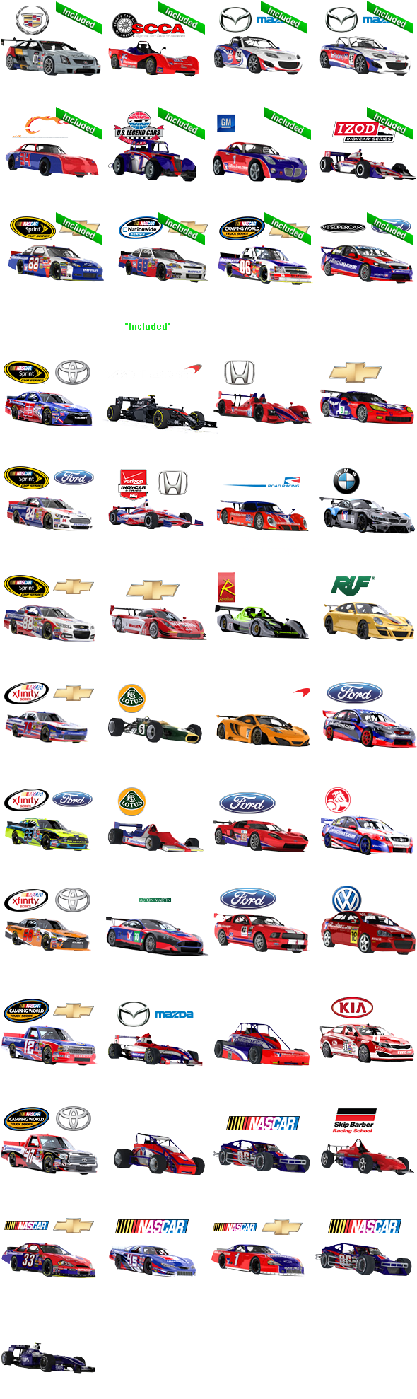 Download Cars - Iracing Car List - Full Size PNG Image - PNGkit