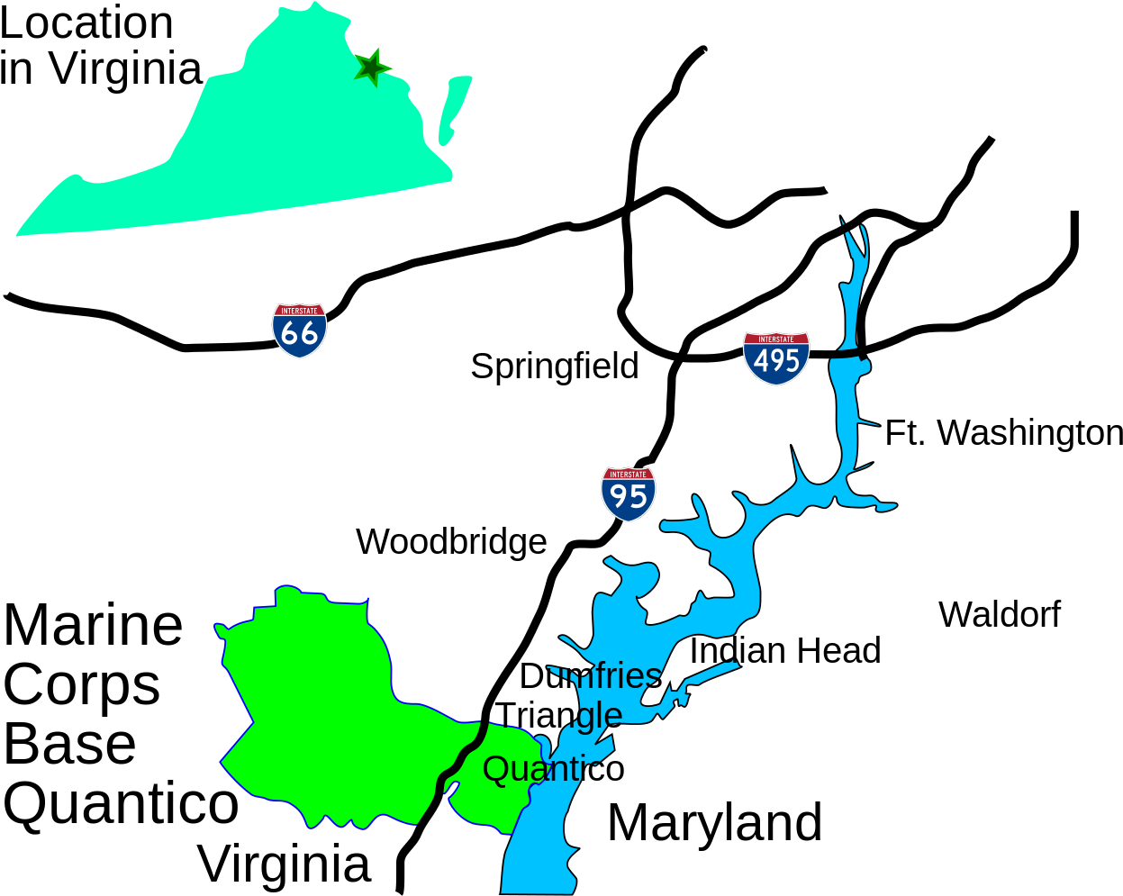 Download File - Quantico Mcb - Svg - Quantico Virginia On A Map - Full ...