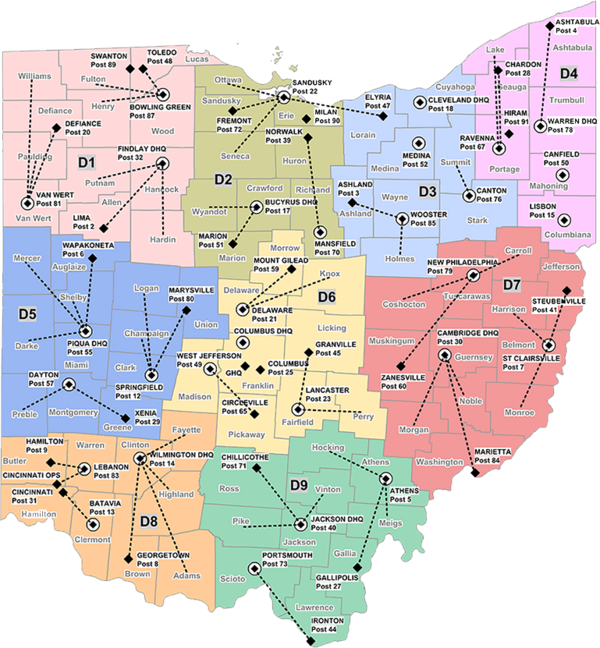 Download Osp Dispatcher Map - Osp Districts - Full Size PNG Image - PNGkit