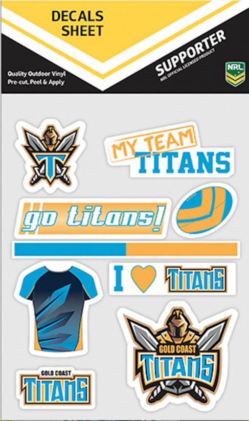 Download Gold Coast Titans Nrl Mixed Logo Car Decals - Full Size PNG ...