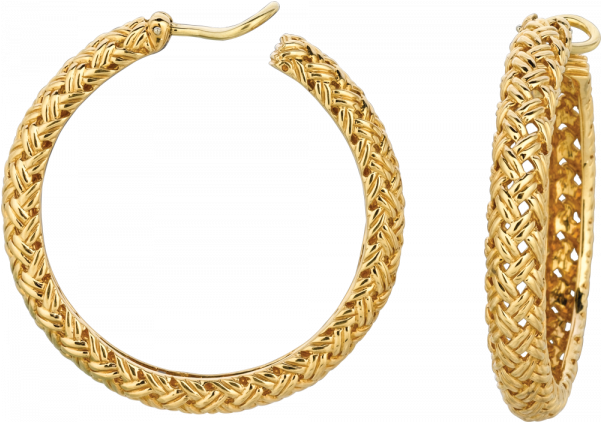 Download 18kt Yellow Gold Vannerie Large Hoop Earring - Full Size PNG ...