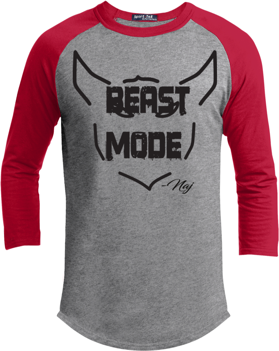 Download Beast Mode- 3/4 Sleeve Baseball Tee - Full Size PNG Image - PNGkit