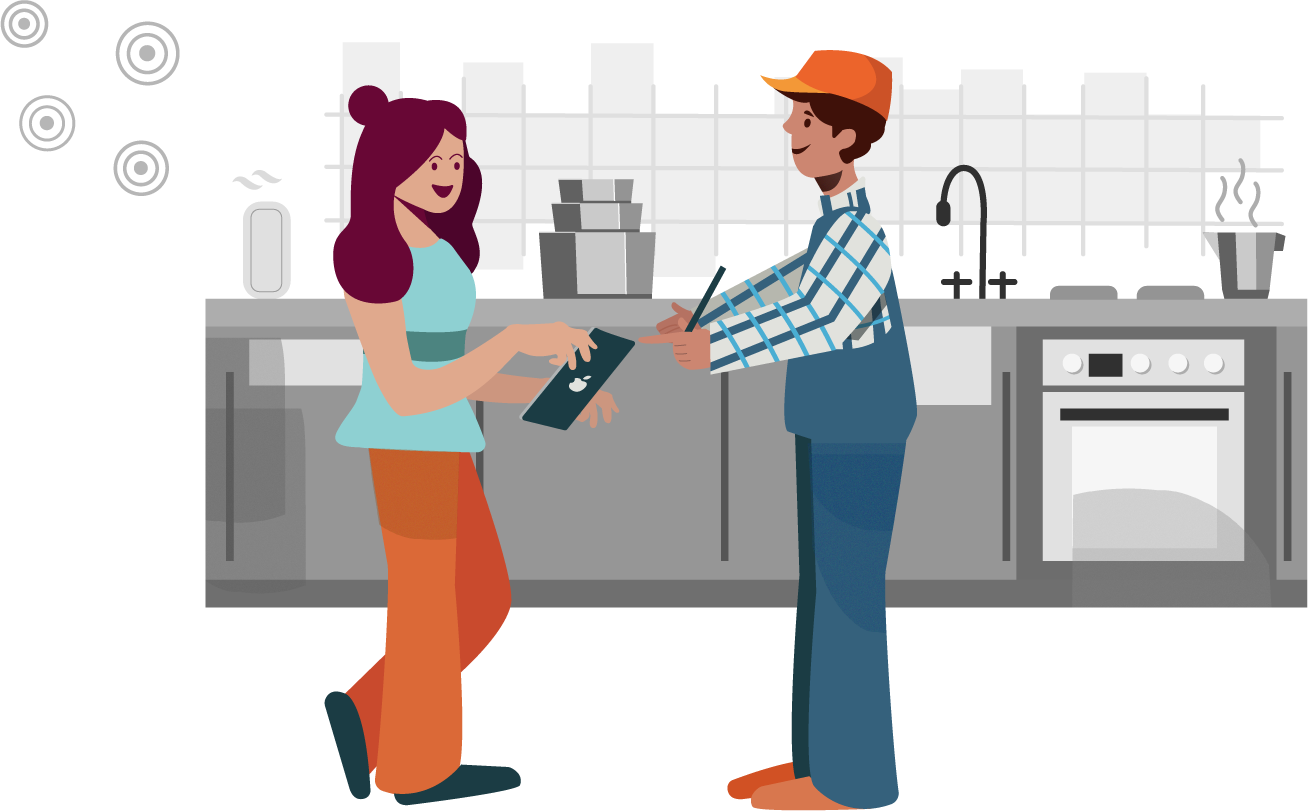 Download Hvac Engineer Talking To A Female Client - Hvac - Full Size ...