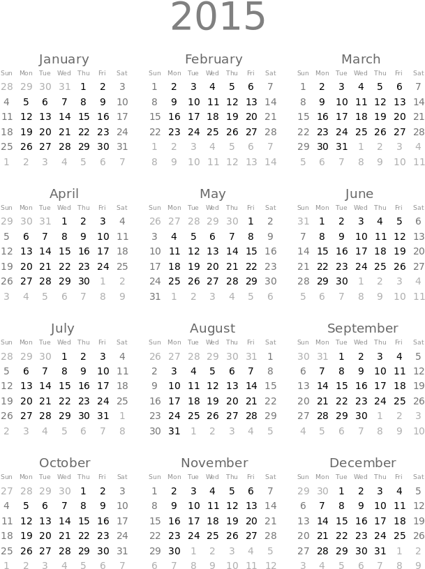 Download File - 2015 Calendar - Svg - Printable Year 2019 Calendar ...
