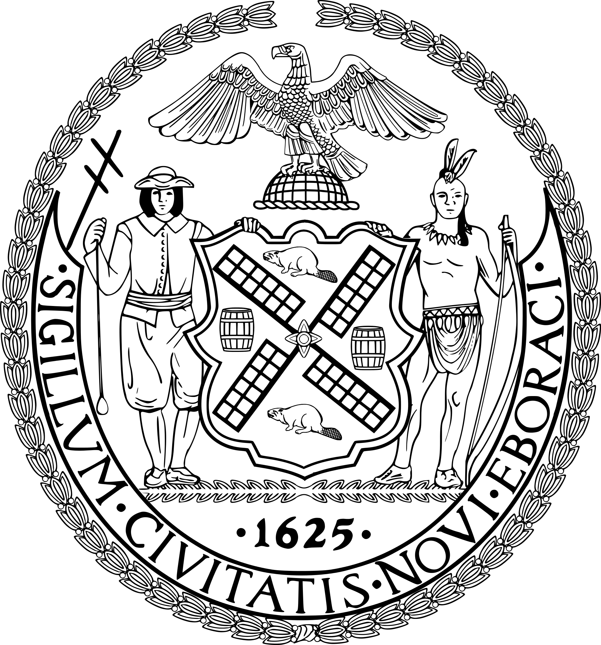 Download Seal Of New York City Bw - New York City Seal Vector - Full ...