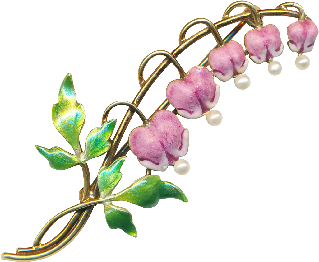 Download Brooch Art Nouveau Enamel Bleeding Hearts & Pearls - Full Size ...