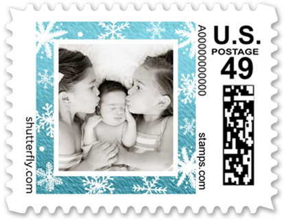 Download Snowflake Border Personalized Postage Stamps, Square, - Stamp ...