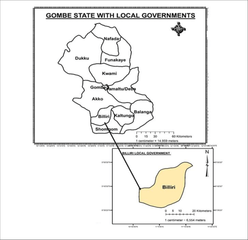 Download Map Of Gombe State, Nigeria, Showing The Location Of - Full Size PNG Image - PNGkit