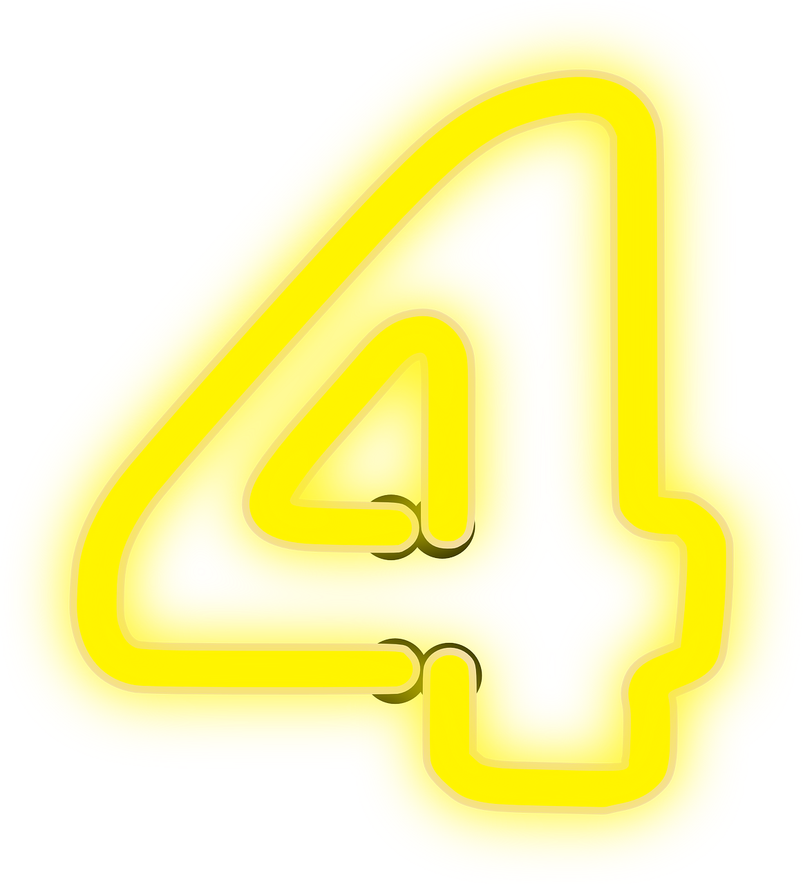 Download Transparent Neon, 4, Lights, Number, Yellow, Electric - Number ...