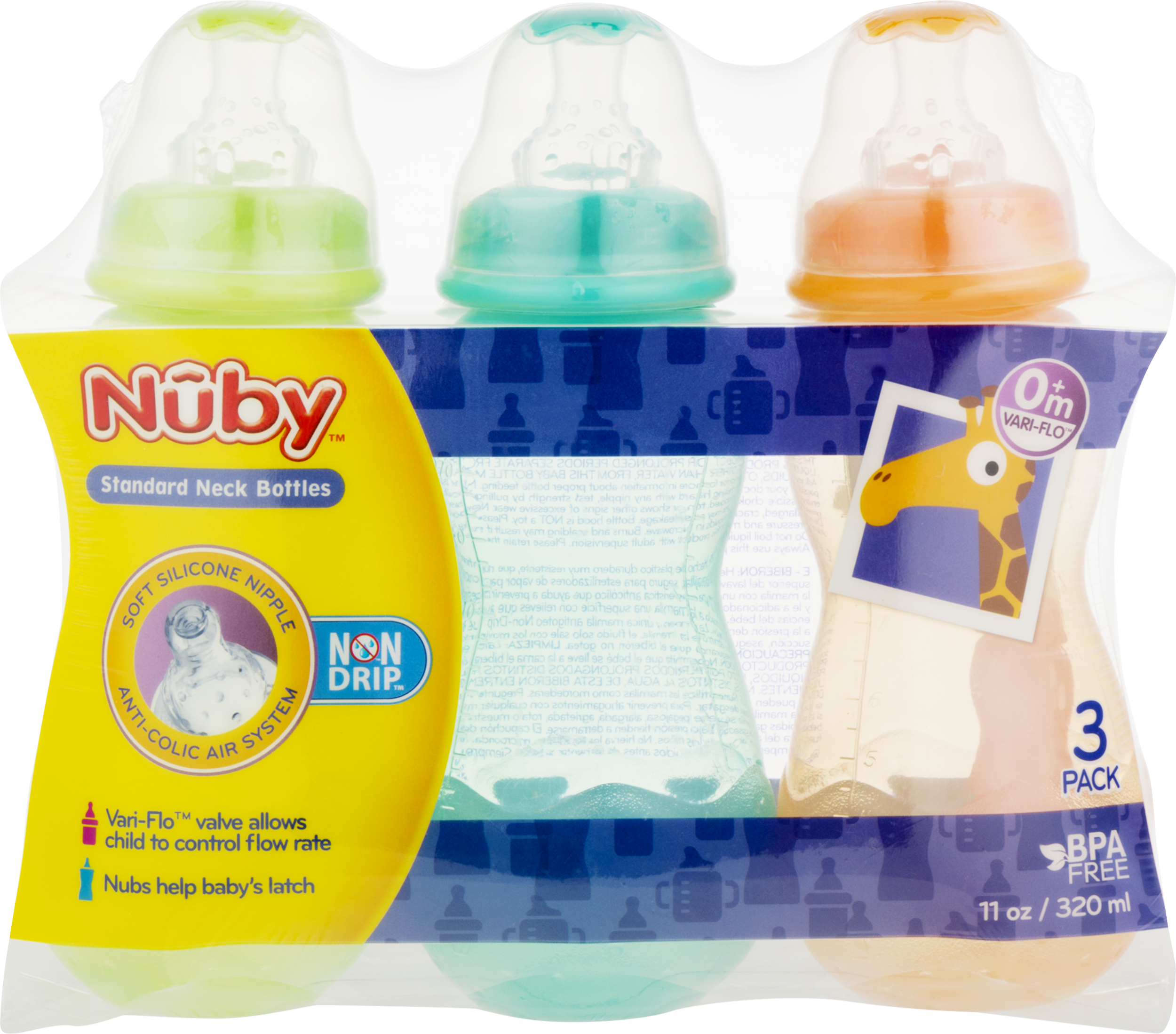 Download Nuby 3-pack 330ml Tinted Non-drip Bottle, Neutral, - Full Size ...