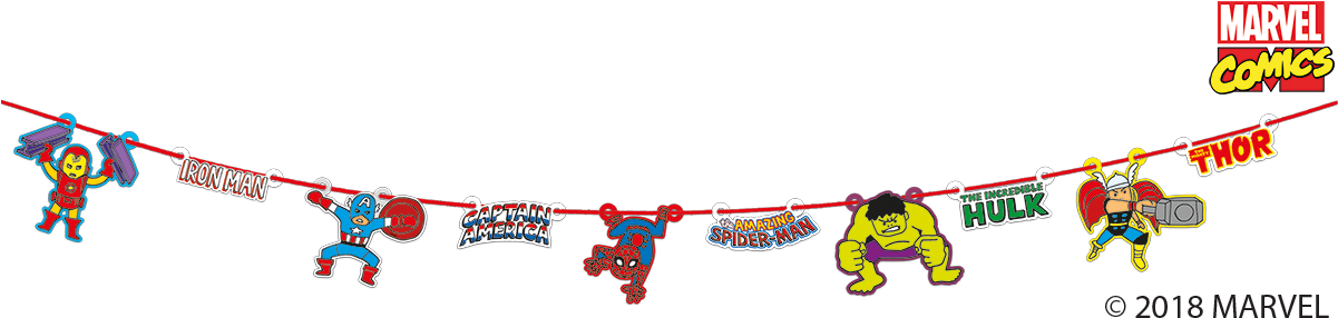 Download Marvel Pop Comic Party Paper Garland Bunting - Full Size PNG ...