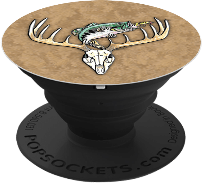 Download Jumping Bass Over Antlers Deer Skull Popsocket - Full Size PNG ...