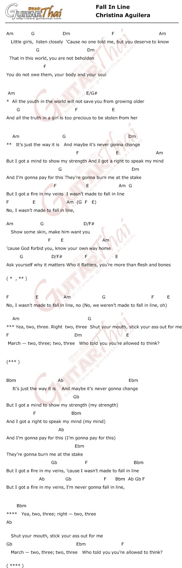 Download คอร์ด Fall In Line Christina Aguilera - Full Size PNG Image ...