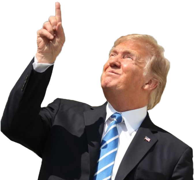 Download Trump Pointing While Staring At Eclipse - Eyes Damaged From ...