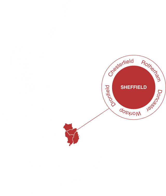 Download The Map Of England Showing Location Of Sheffield - Full Size ...
