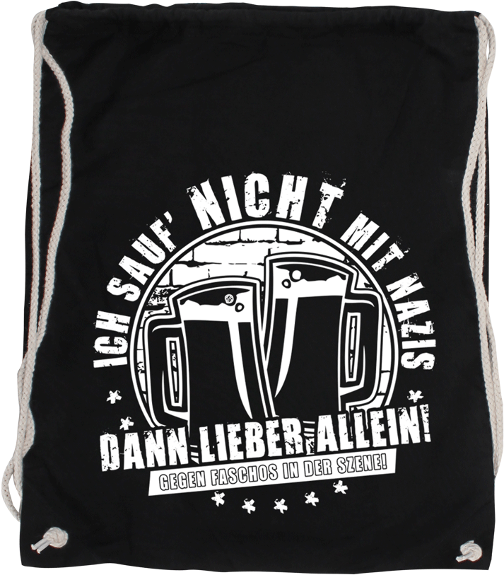 Download Ich Sauf` Nicht Mit Nazis Cotton Gym Bag - Full Size PNG Image ...